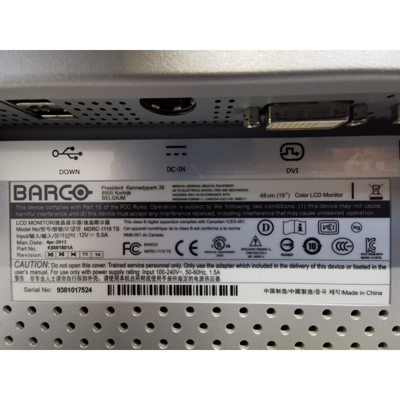 Color LCD Monitor - Barco - MDRC-1119 TS - Farb-LCD-Monitor